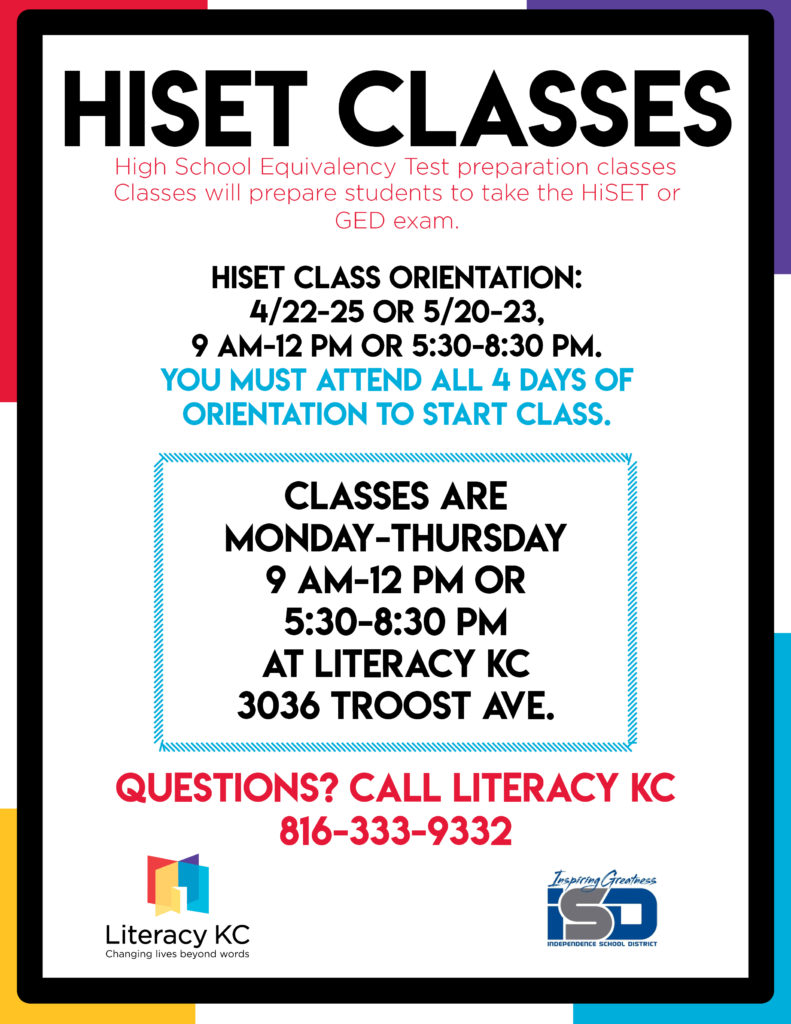 HiSET Flyer April May | Literacy KC